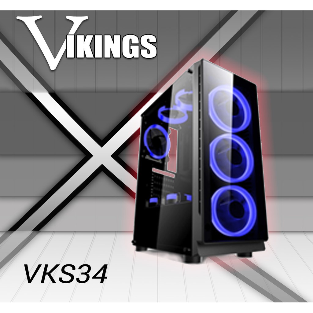 Gaming Case With 3 RGB LED Multi Colos Fans 12cm. Viking VKS34 Shield ...