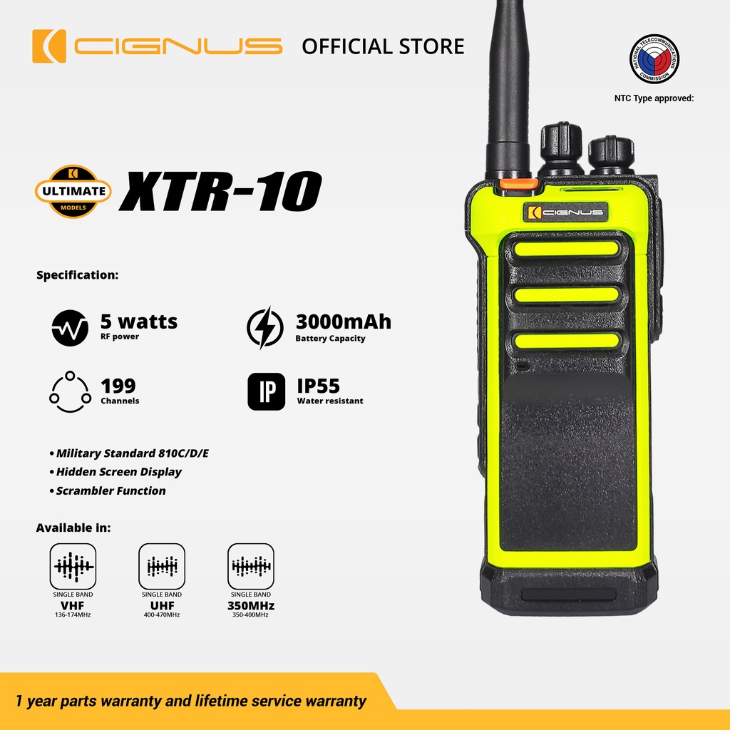 CIGNUS Ultimate model XTR-10 5WATTS HEAVY DUTY Two Way Radio | Shopee ...