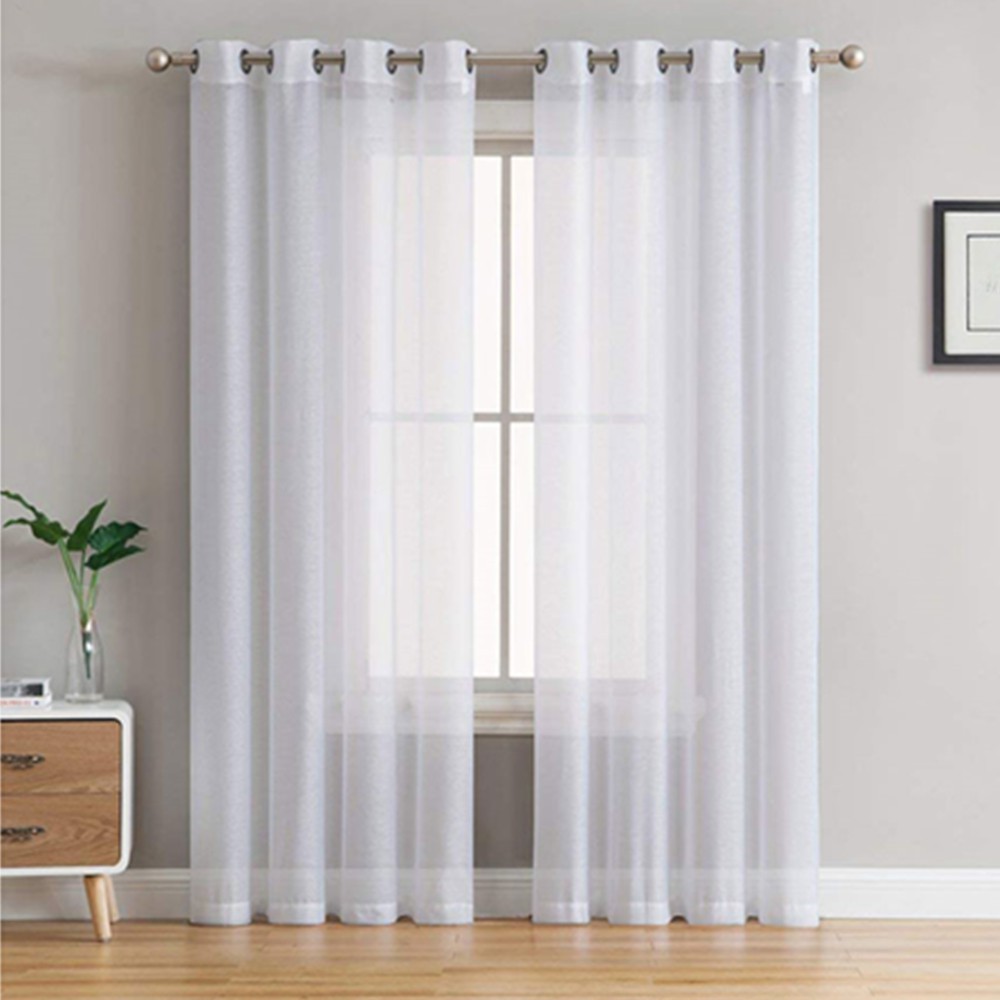 Lace Curtain Solid Color White Sheer Curtain for Living Room Bedroom ...