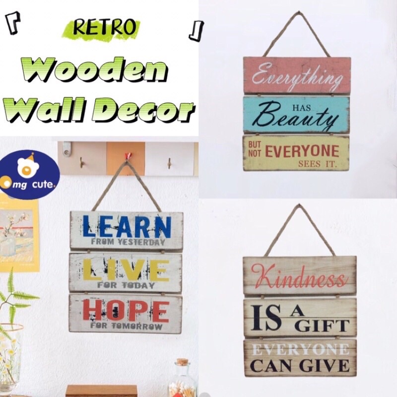 New Design Retro Wooden Wall Decor Home decorations 33x30cm | Shopee ...