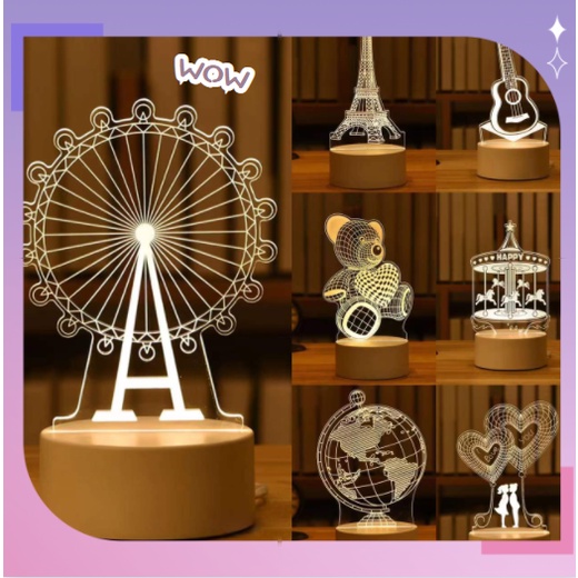 3D Night Light Lamp LED Bedroom Besides Table Lamp Visualization Lamp ...