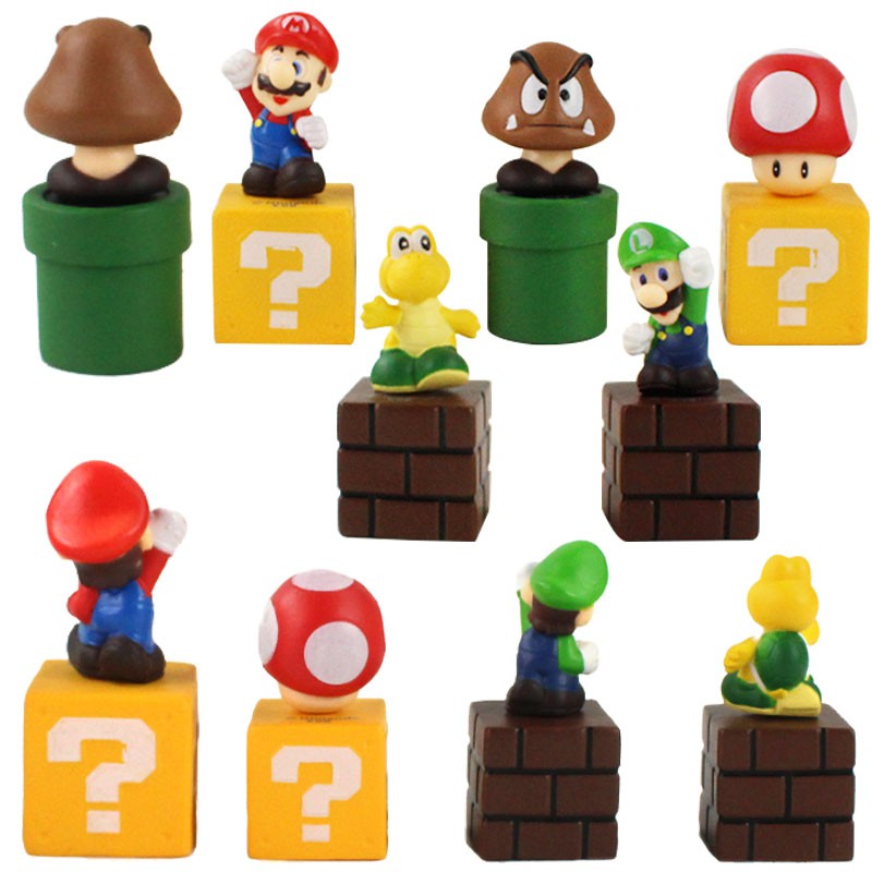 New Super Mario Bros Figures Bundle Blocks Figures Mario Goomba Luigi ...