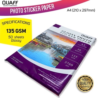 QUAFF A4 GLOSSY PHOTO STICKER PAPER (90gsm/135gsm) | Shopee Philippines