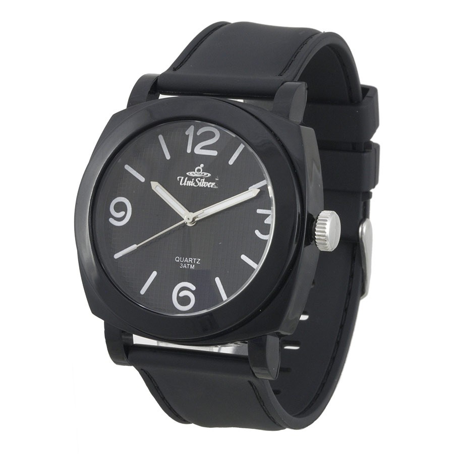 UniSilver TIME Men's Black Analog Rubber Watch KW3600-1112C | Shopee ...
