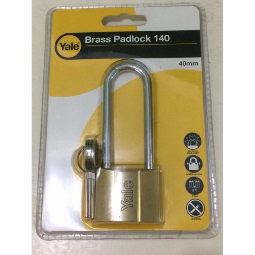 Yale Long Shackle Brass Padlock 40mm (V140.40LS60) | Shopee Philippines