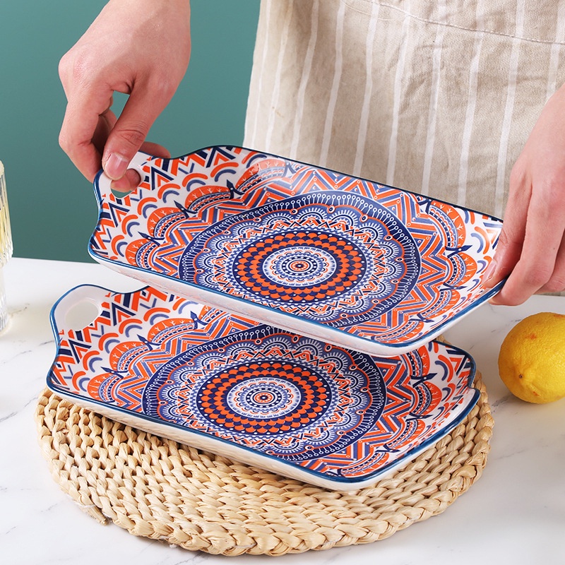 Japanese Style Rectangle Ceramic Handle Plate | Shopee Philippines