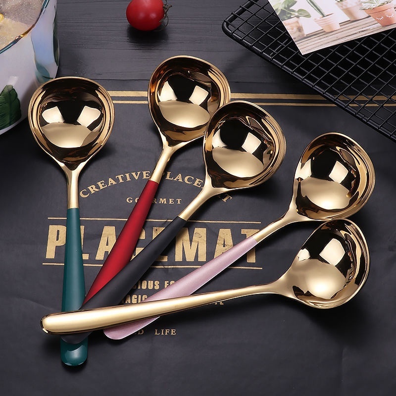 21cm 304 Stainless Steel Spoon Family Soup Spoon Serving Spoon Kitchen ...