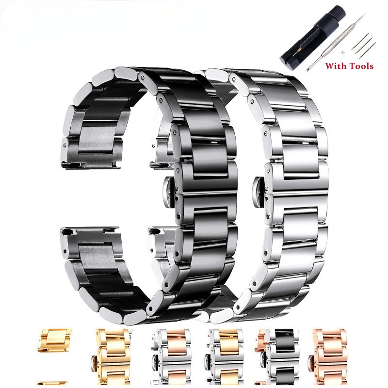 Solid Stainless Steel Watch Bracelets Replacement Watch Band Polished ...
