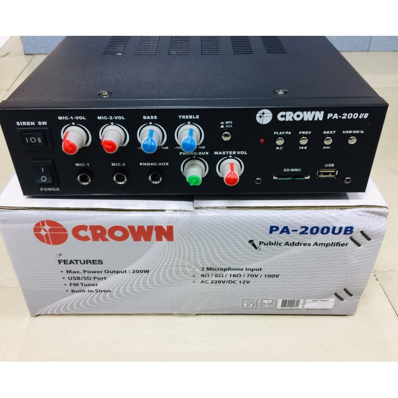CROWN PA 200UB/CROWN PA 225UB Public Address Amplifier ac 220volts /dc ...