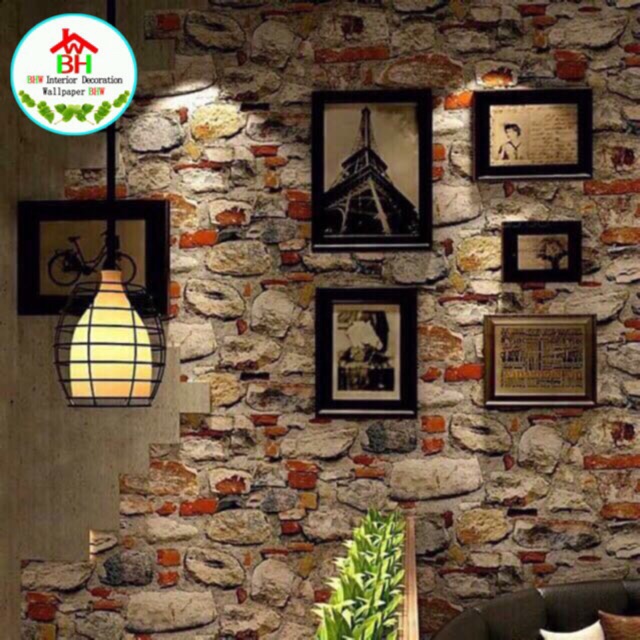 BHW Wallpaper Self Adhesive Stone/Bricks Design PVC Waterproof Wall ...