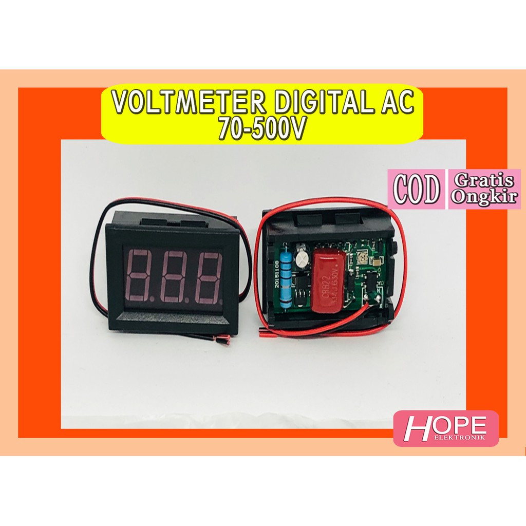 70-500v 2 Wires AC PLN Mini Digital Voltmeter AC Voltage Meter ...