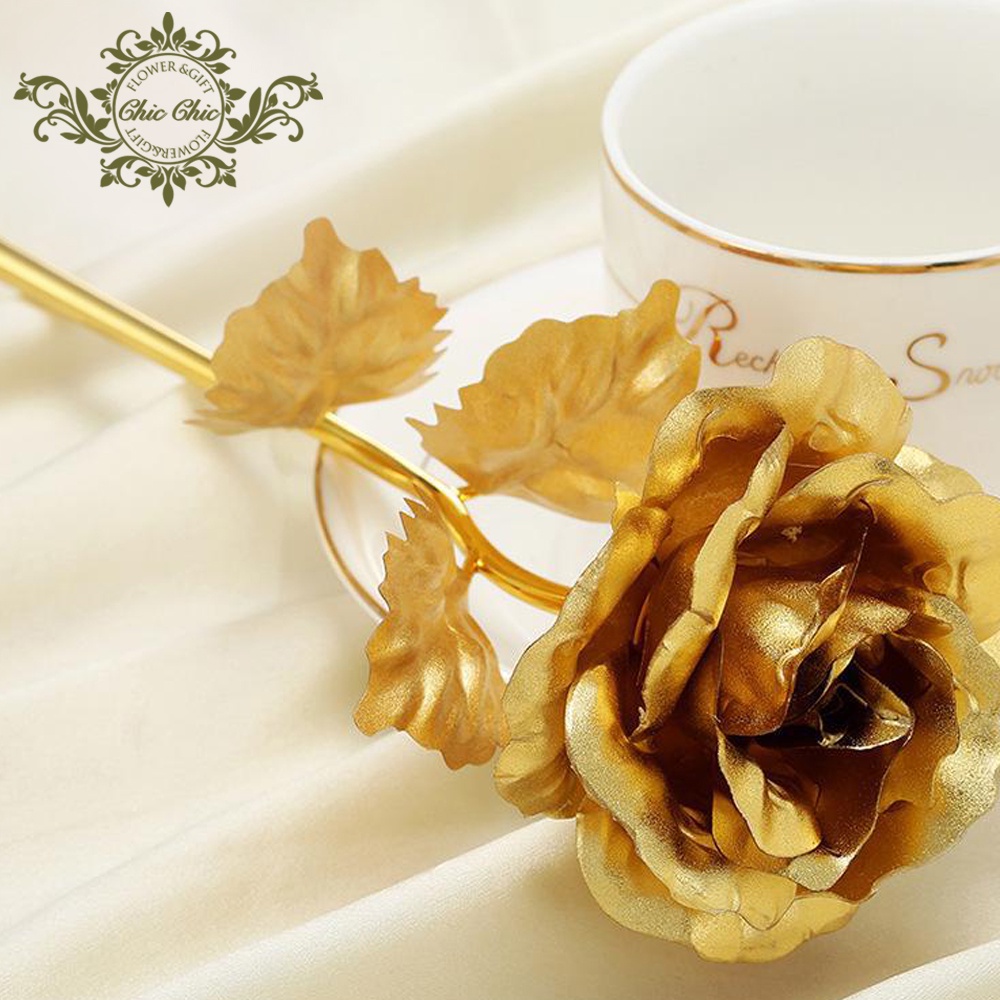 Large size Foil Rose Gold Rose Artificial Rose LED Rose | Shopee ...