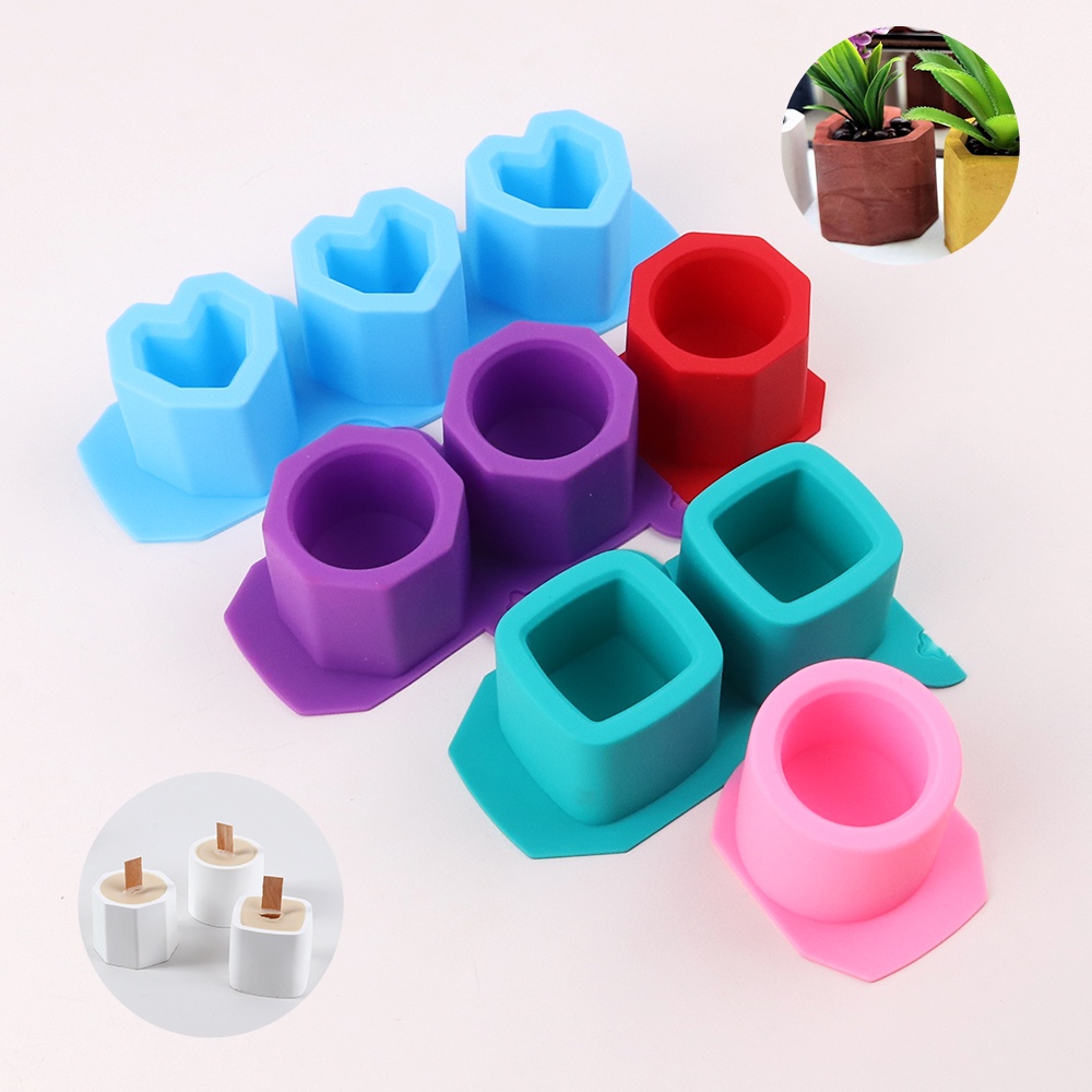 CHK 3 Hole Flower Pot Mold Round/Square Geometry/Octagon Concrete ...