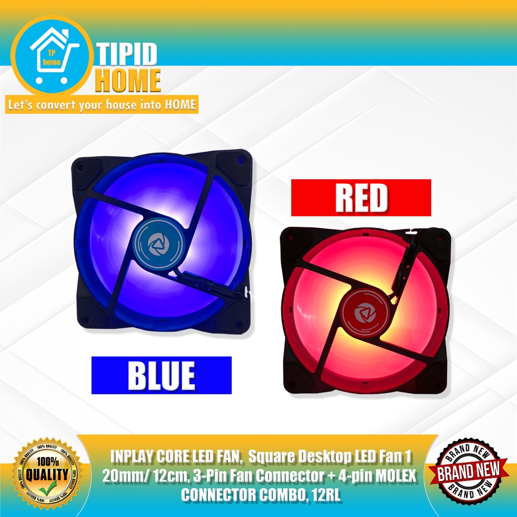 INPLAY CORE LED FAN, Square Desktop LED Fan 120mm/ 12cm, 3-Pin Fan ...