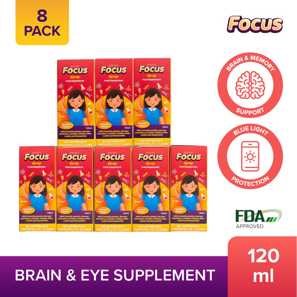 8 Pack Focus Syrup Brain & Eye Supplement for Kids 120ml | Shopee ...