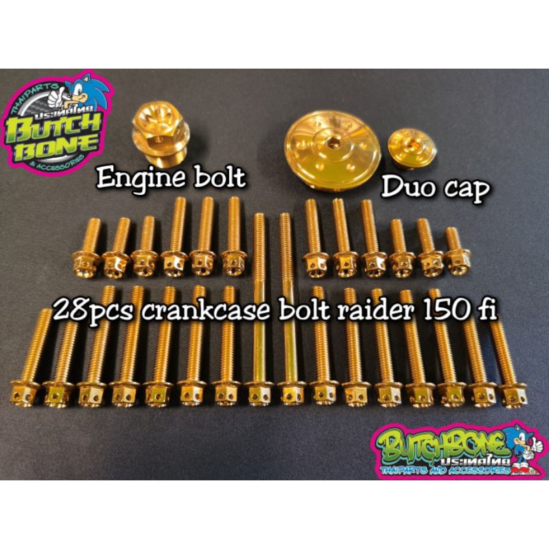 HENG CRANKCASE BOLT SET/ENGINE/DUO CAP RAIDER 150 FI GOLD (SOLD SET ...