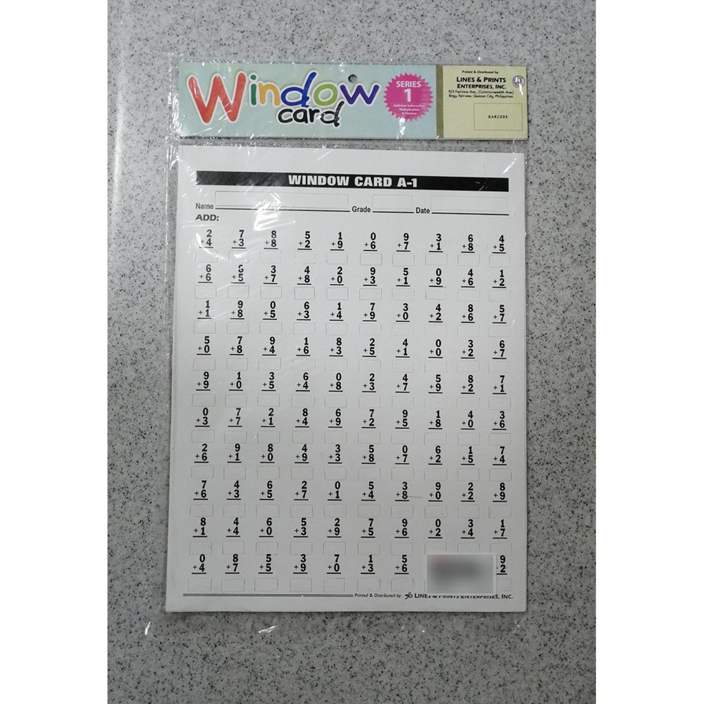 Math Window Card Series 1 Addition Subtraction Multiplication Division