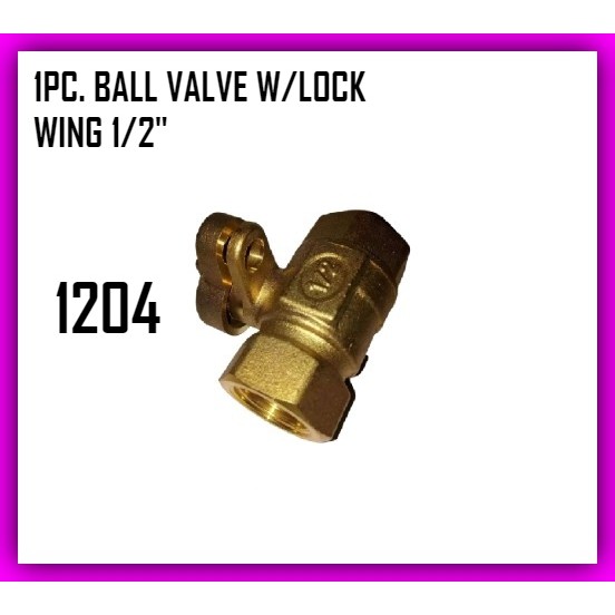 1204 Ball Valve with Lock wing 1/2 Brass LD for Water Meter Copper Gate ...