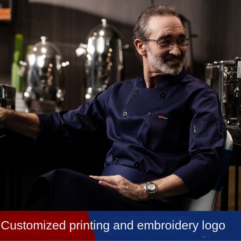 Ready Stock High-end chef work uniform male long-sleeved chef uniform ...