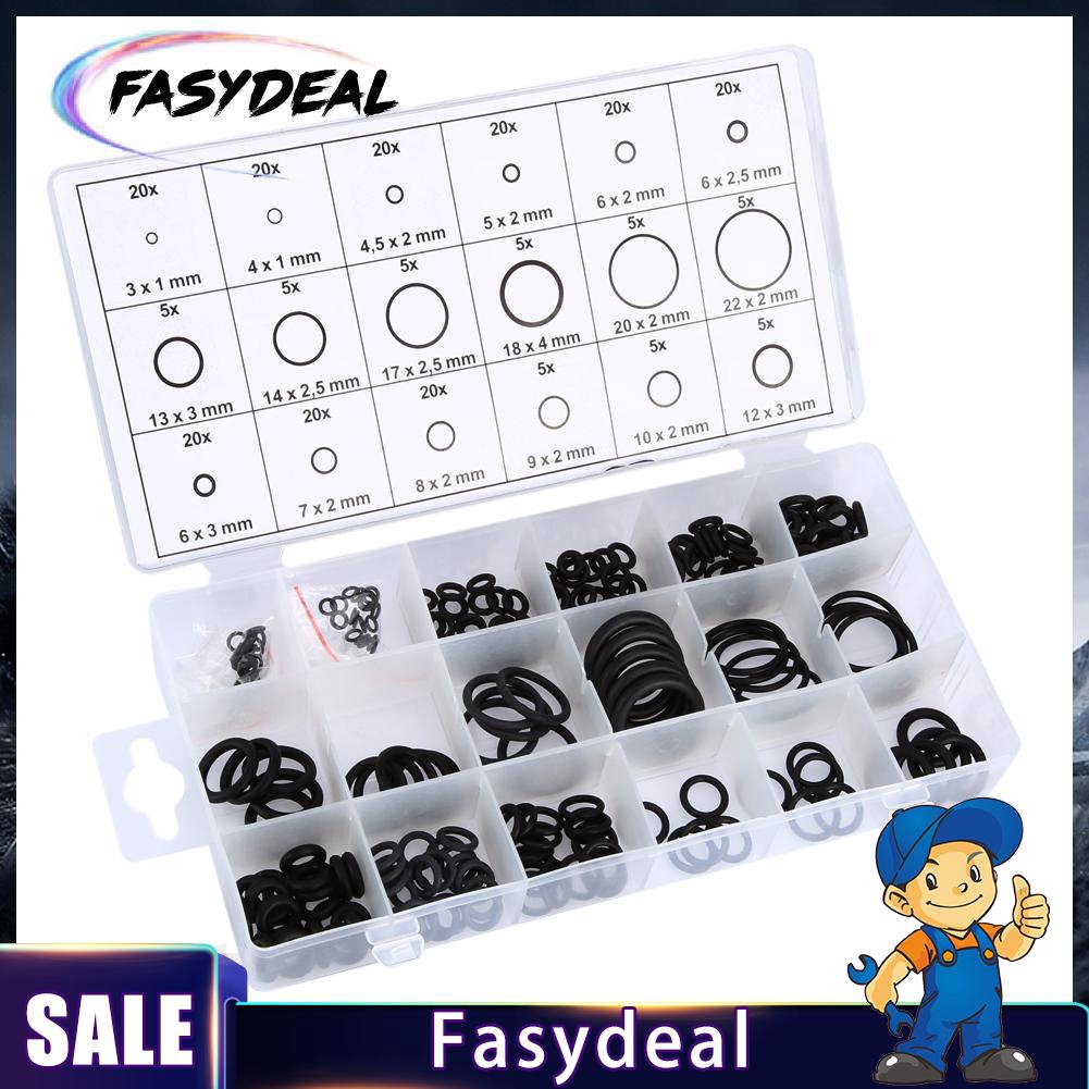 225pcs Black O Ring Rubber Washer Seals Gasket Grommet Assortment Kit ...