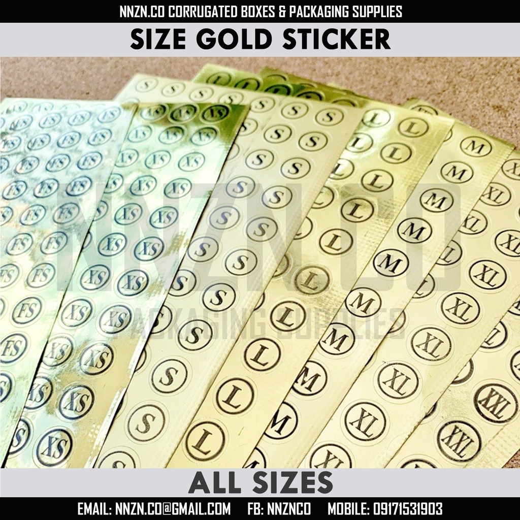 NNZN Gold Size Sticker for Garments XS S M L XL 2XL 3XL FS | Shopee ...