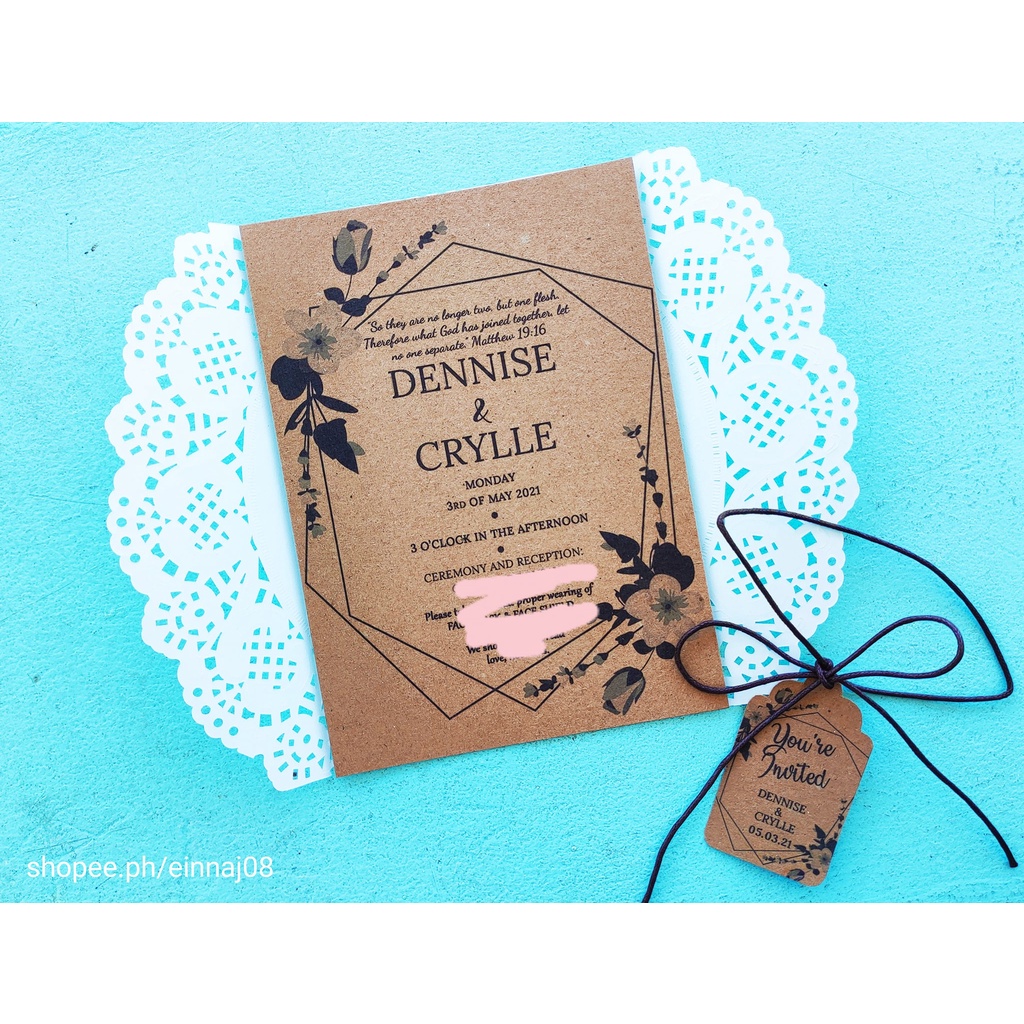 Rustic Civil Wedding Invitation Shopee Philippines