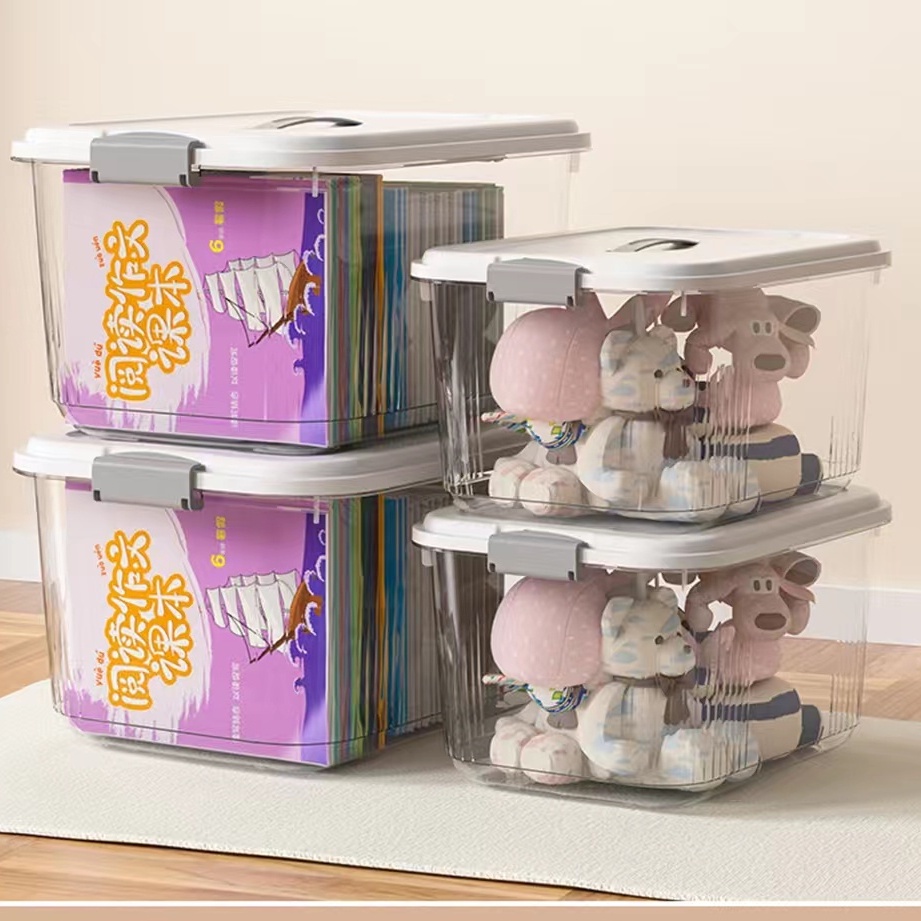 Clear Storage Latch Bins with Lids, Plastic Home Storage Organizing Box ...