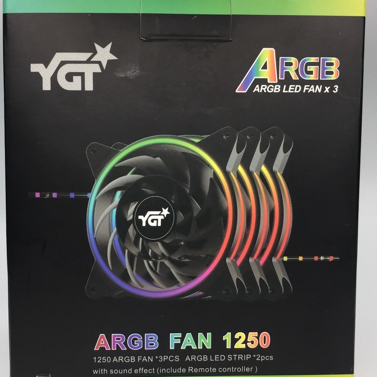 YGT ARGB X3 LED FAN -1250 with LED STRIP with SOUND AND REMOTE ...