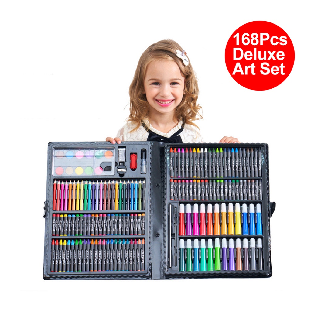 208PCS Kids Drawing Kit Children Painting Art Set Watercolored Pens ...