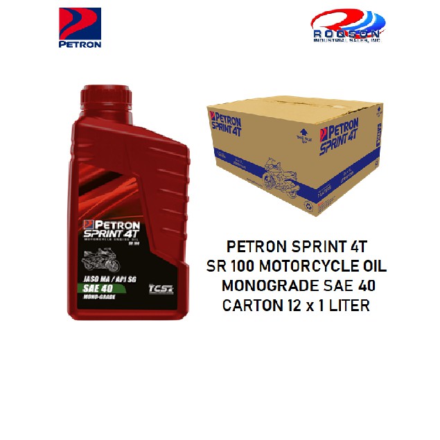 PETRON SPRINT 4T SR100 MOTORCYCLE OIL MONOGRADE SAE 40 CARTON 12 X 1 ...