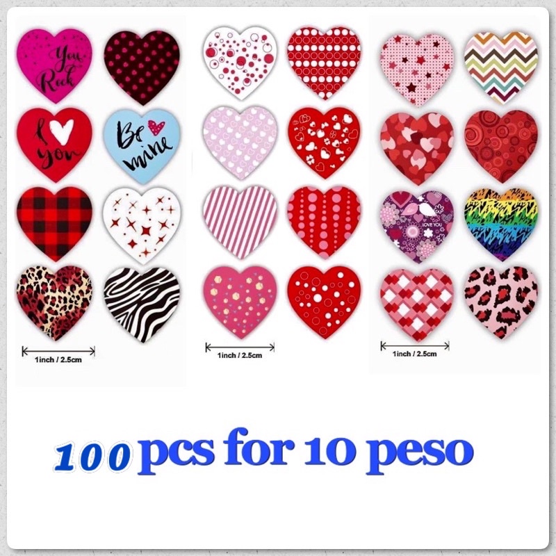 100 pcs Heart shape stickers | Shopee Philippines
