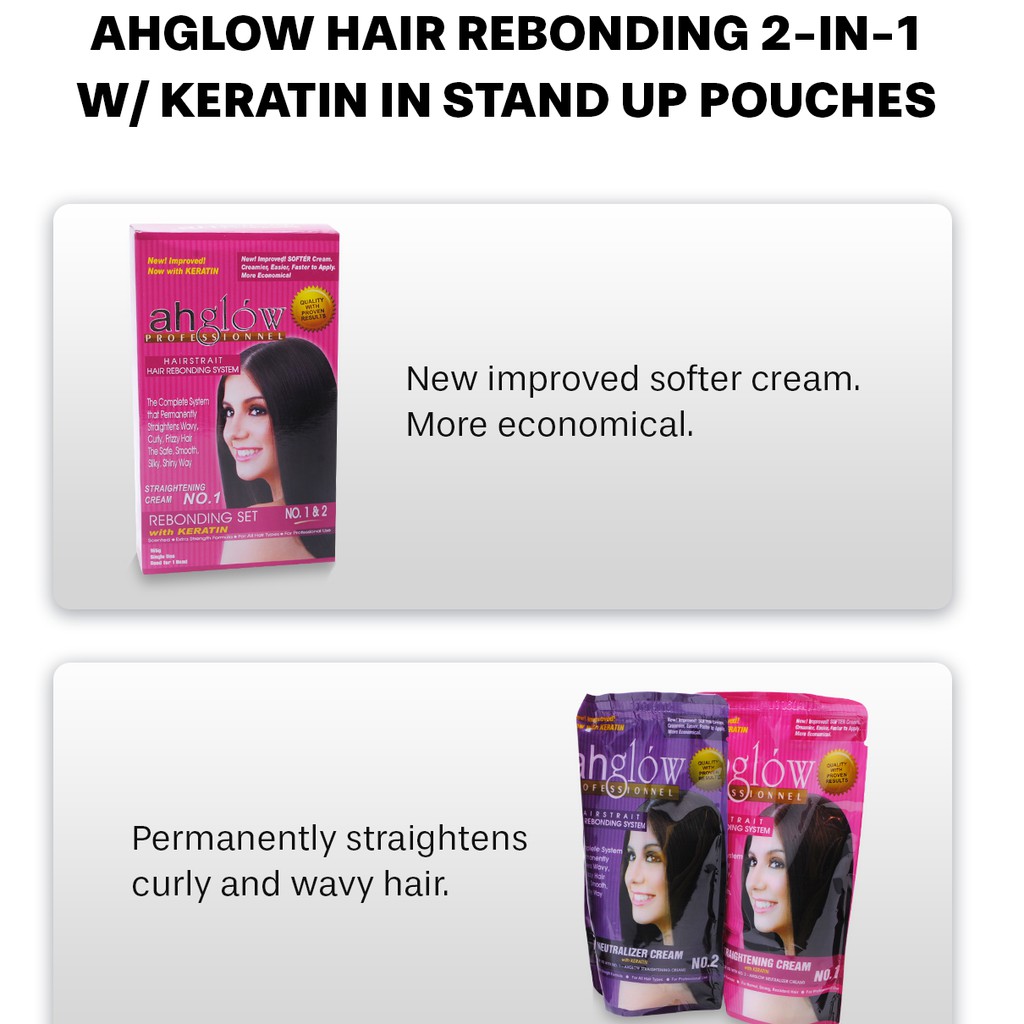 Ahglow Pro Hair Rebonding 2-in-1 Set w KERATIN for Salons & Homes 320g ...