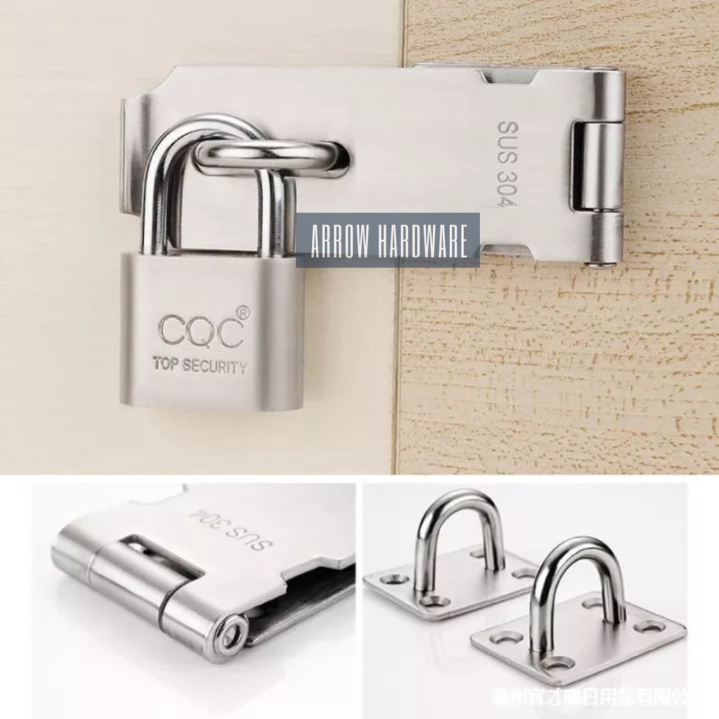 3-5Inch Stainless Steel Hasp Staple Gate Door Shed Latch Lock Safety ...