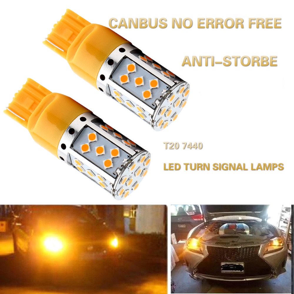 2PCS Car Led Turn Signal Lights Canbus T20 W21W 7440 3030 | Shopee ...