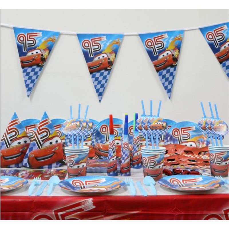Cârs Theme Party Banderitas/lootbags/ tablecloth/balloons/party hats ...