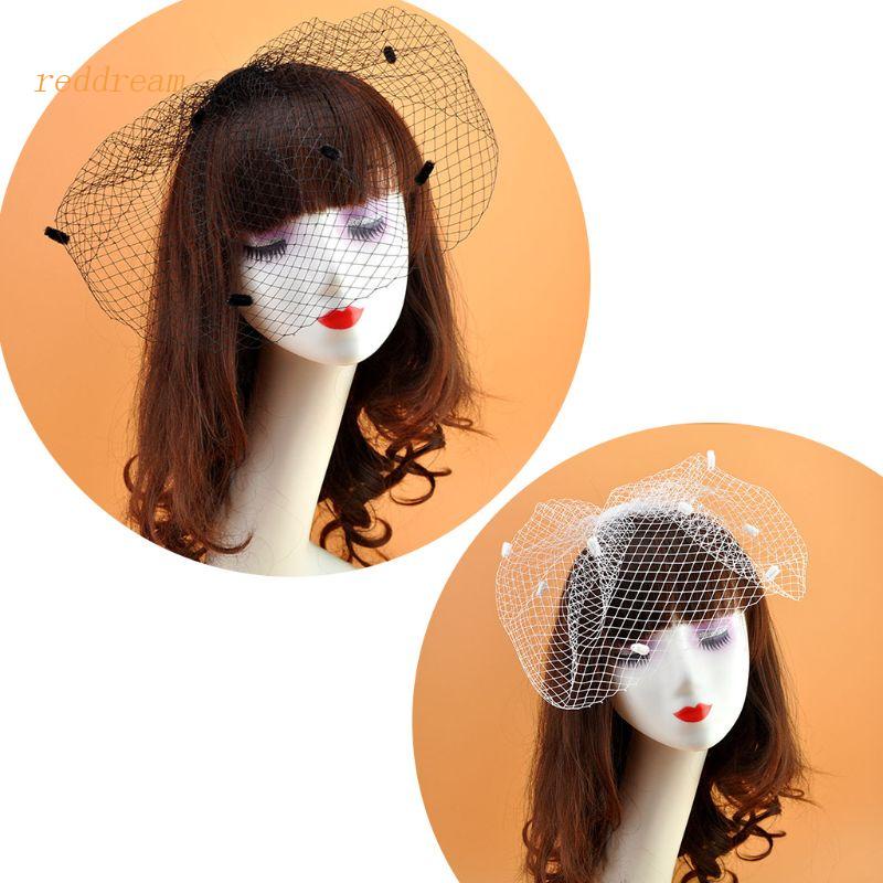 REDD Womens Vinrage Elegant Wedding Fascinator Fishnet Mesh Veil Large ...