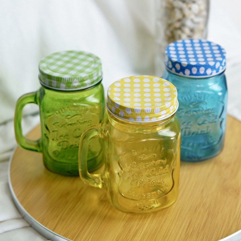 Iced Coffee Colored Mason Jar Aesthetic Kitchenware Mugs | Shopee ...