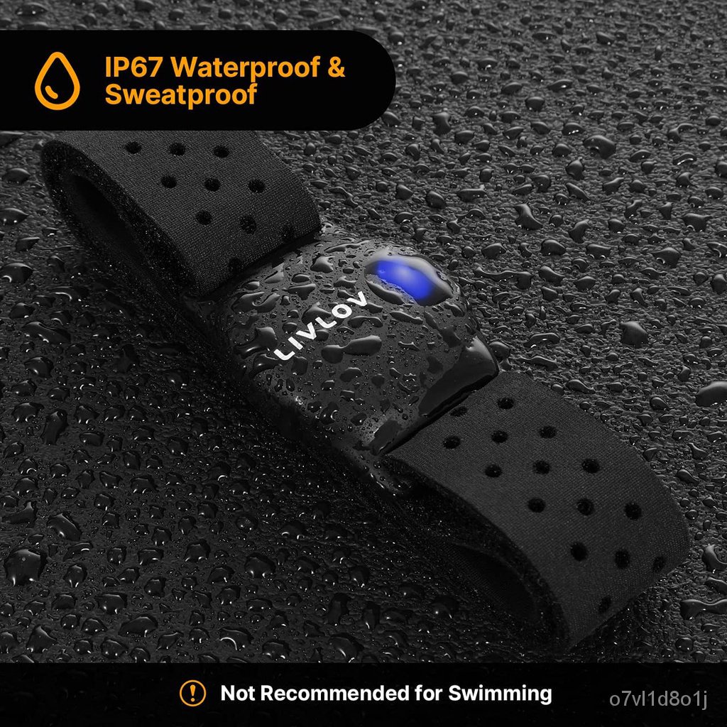 LIVLOV V9 Bluetooth ANT+ Heart Rate Monitor Armband, Rechargeable HRM ...