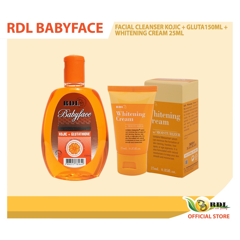 RDL Babyface Facial Cleanser with Kojic and Glutathione 150ml and RDL ... RDL Babyface Facial Cleanser with Kojic and Glutathione 150ml and RDL ...
