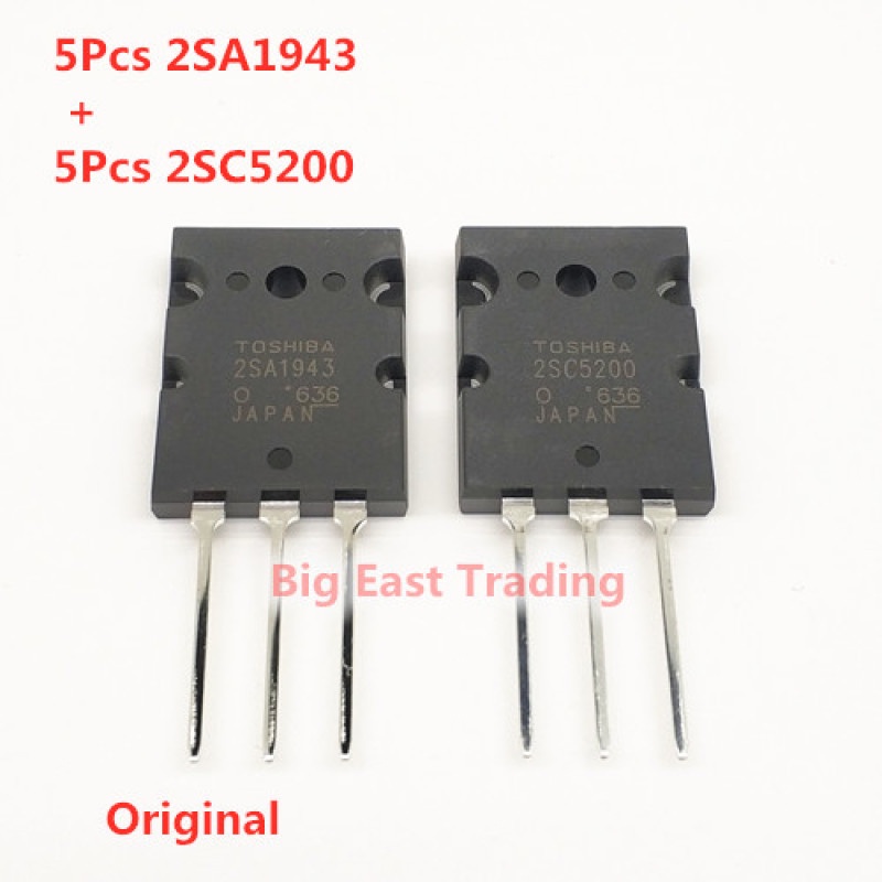 5Pairs (5Pcs 2SA1943 + 5Pcs 2SC5200) A1943 C5200 TO-3P 15A/230V/150W NPN PNP TO3PL Toshiba high ...