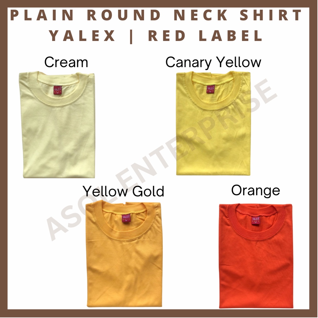 YALEX | ADULT | Plain Round Neck | Unisex | Cream, Canary Yellow ...