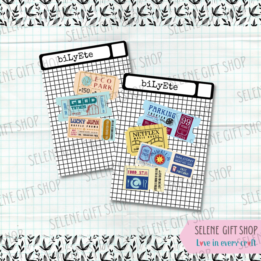 SELENE × 7PCS BILYETE TICKET STICKER FLAKES | JOURNAL VINTAGE RETRO ...