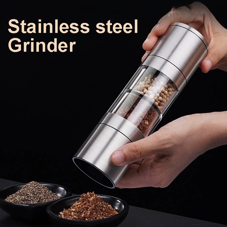 Double-headed Pepper Grinder Grain Mill Manual Stainless Steel Salt ...