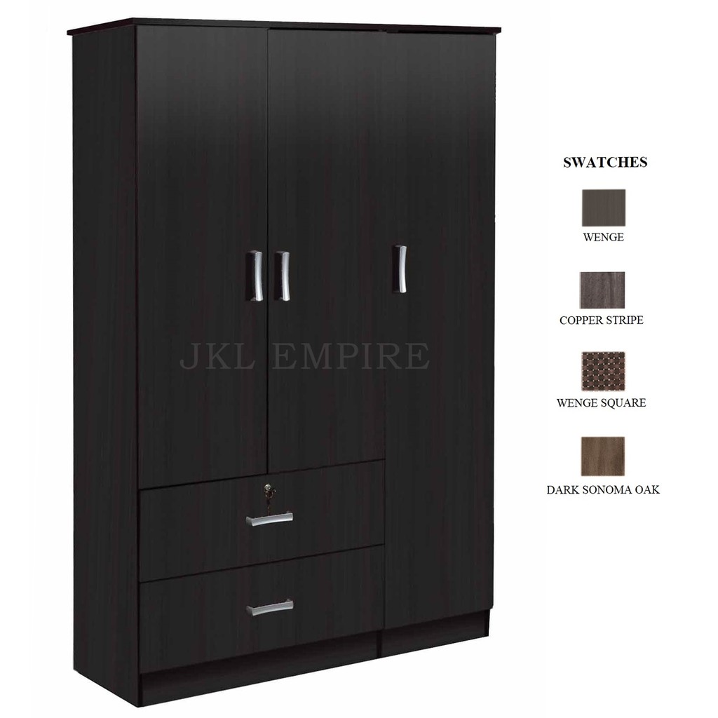 3 DOOR WARDROBE WITH DRAWER (CLOTHES STORAGE) - WD-320 | Shopee Philippines