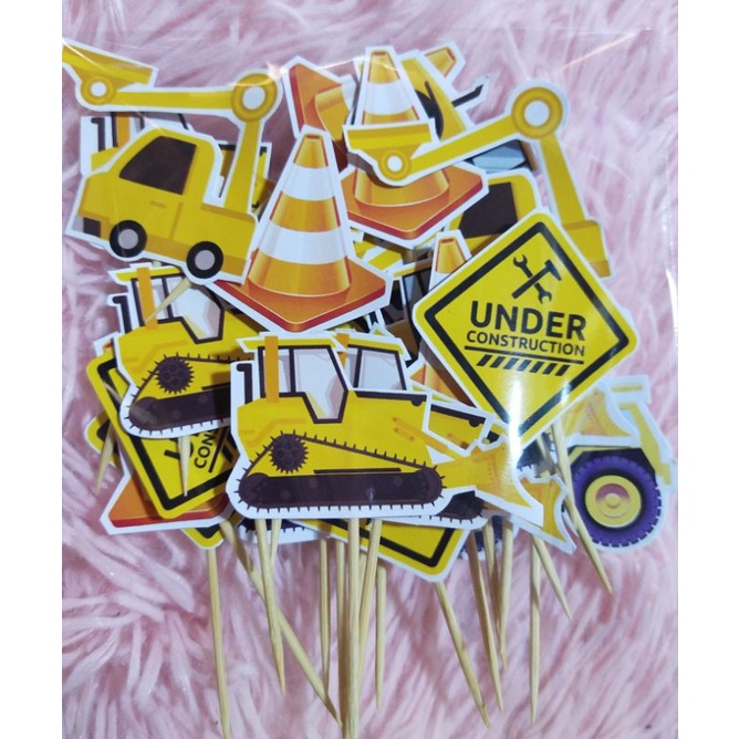 12pcs. Construction Theme cupcake toppers | Shopee Philippines