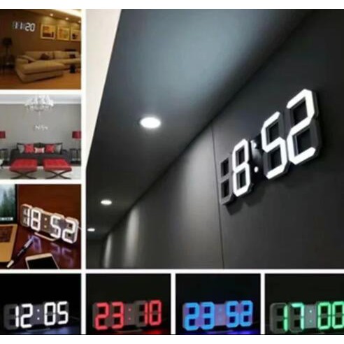 3D Digital Alarm Clock Wall LED Number Time with 3 Auto Adjust ...