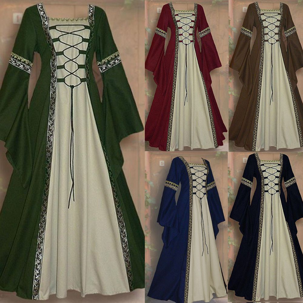 New Women Costume Medieval Maiden Fancy Cosplay Over Dress Victorian ...