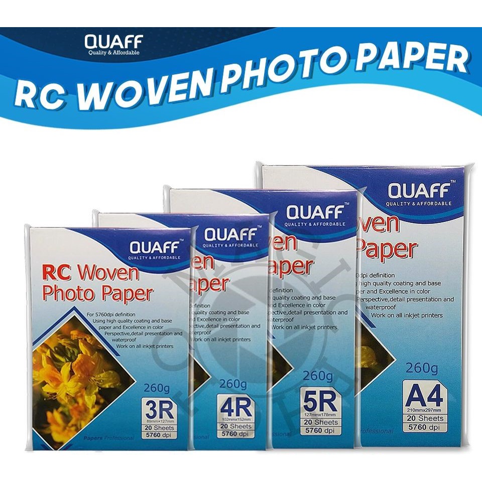 NEW 2022 QUAFF RC Woven Photo Paper No Back Print A4 / 5R / 3R / 4R ...