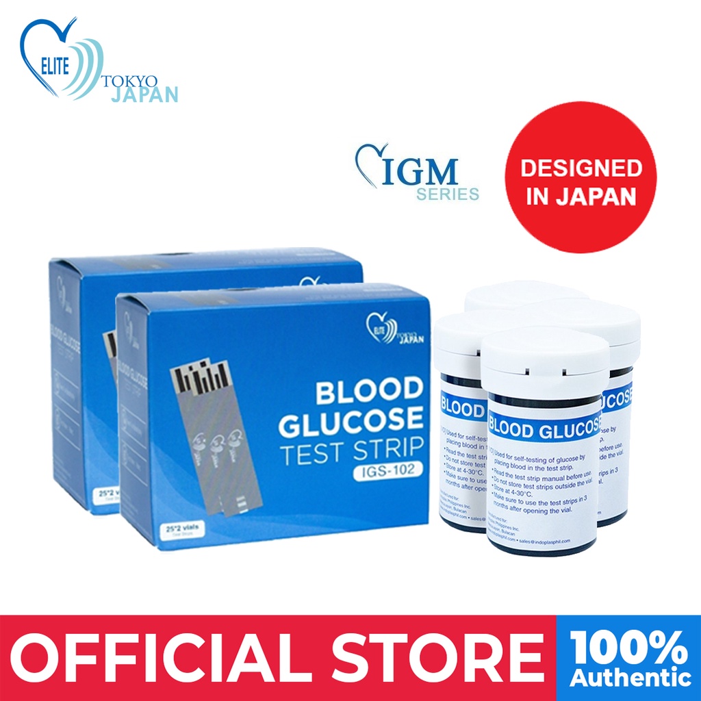 Elite IGS102 Blood Glucose Meter Glucometer Test Strips - 100 pcs (2 ...
