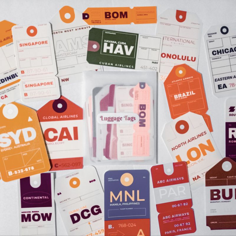 Luggage Tags Big Stickers 18 pcs Sticker Pack for Journal Planner Bujo ...